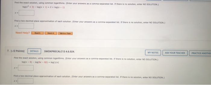 Solved Find the exact solution, using common logarithms. | Chegg.com