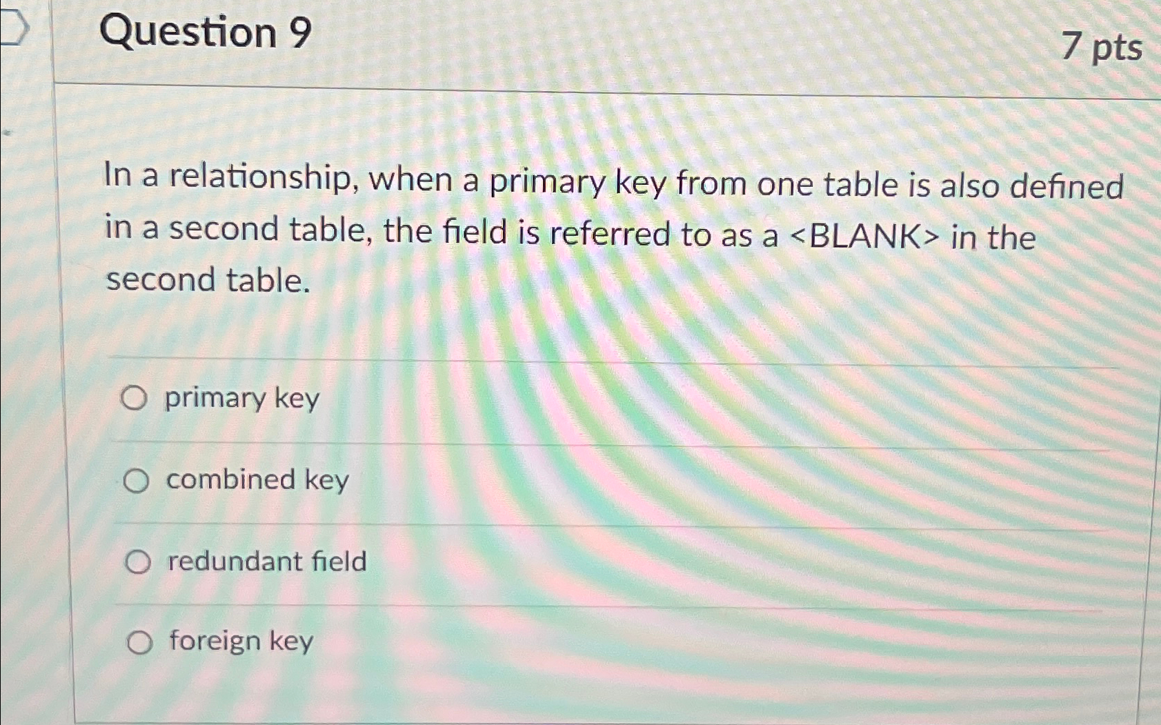 Solved Question 97 ﻿ptsIn a relationship, when a primary key | Chegg.com