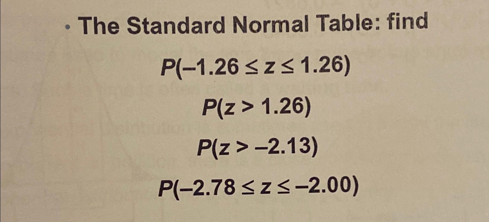 Solved The Standard Normal Table: | Chegg.com