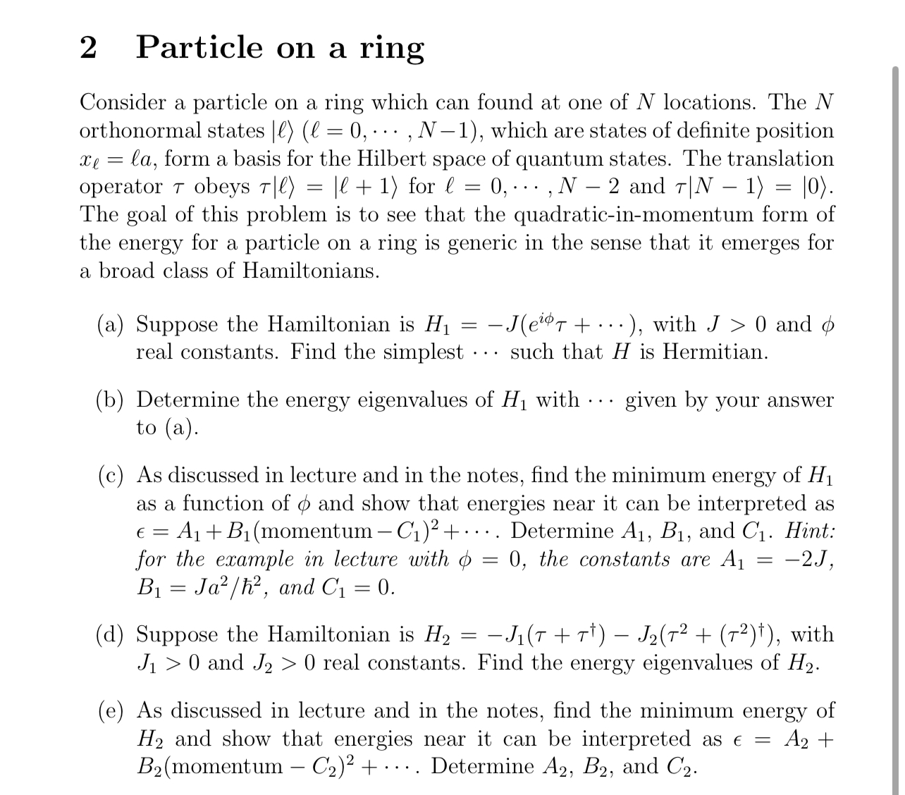 Solved 2 ﻿Particle on a ringConsider a particle on a ring | Chegg.com