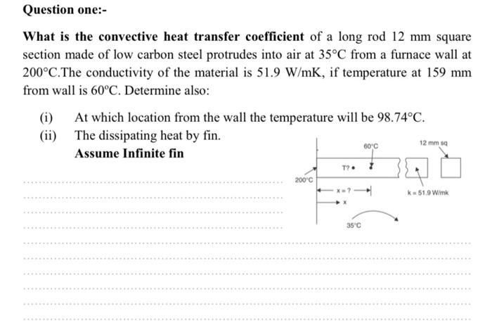 Solved What is the convective heat transfer coefficient of a | Chegg.com
