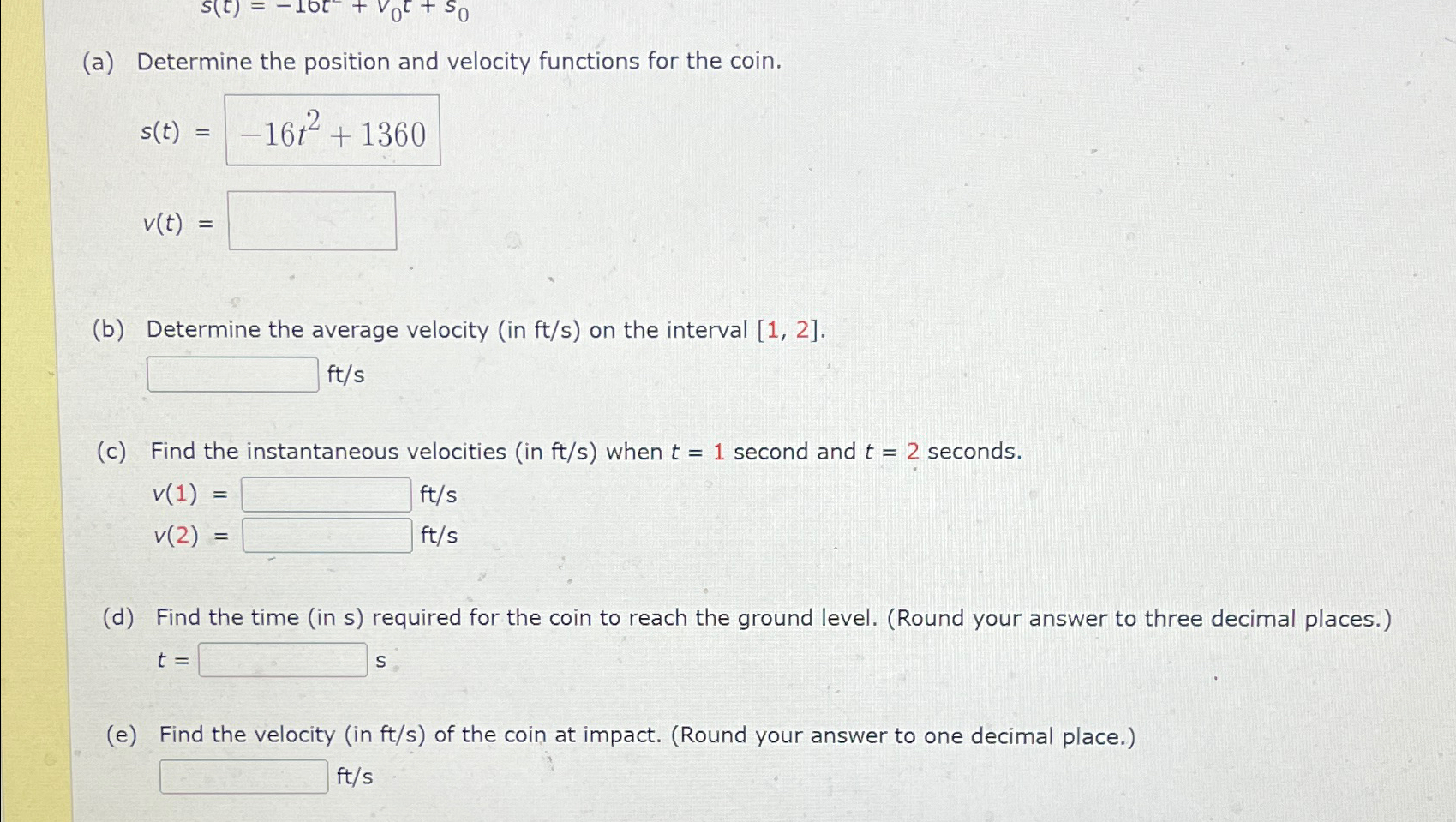 Solved (a) ﻿Determine the position and velocity functions | Chegg.com