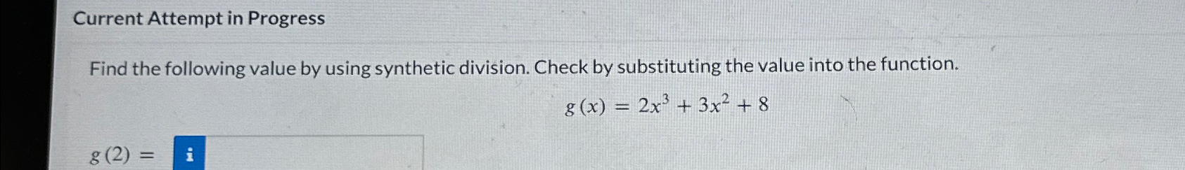 Solved Current Attempt in ProgressFind the following value | Chegg.com