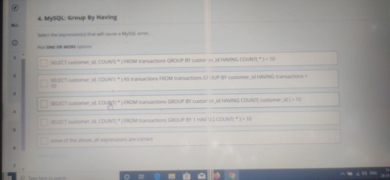 Solved Mysql Group By Havingselect The Expression S ﻿that