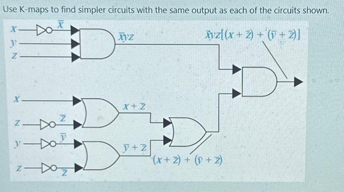 Solved Use K-maps to find simpler circuits with the same | Chegg.com