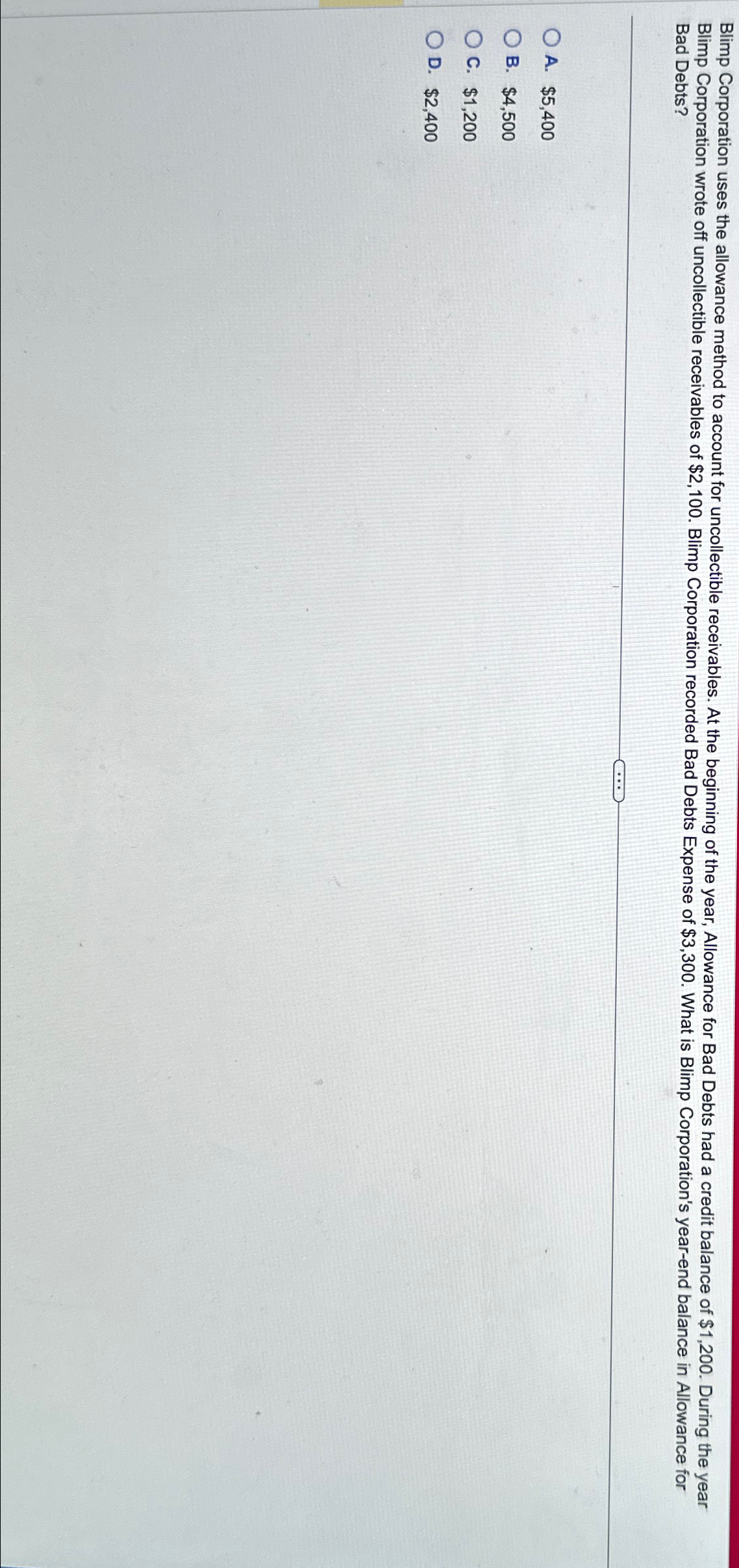 Solved Blimp Corporation uses the allowance method to | Chegg.com