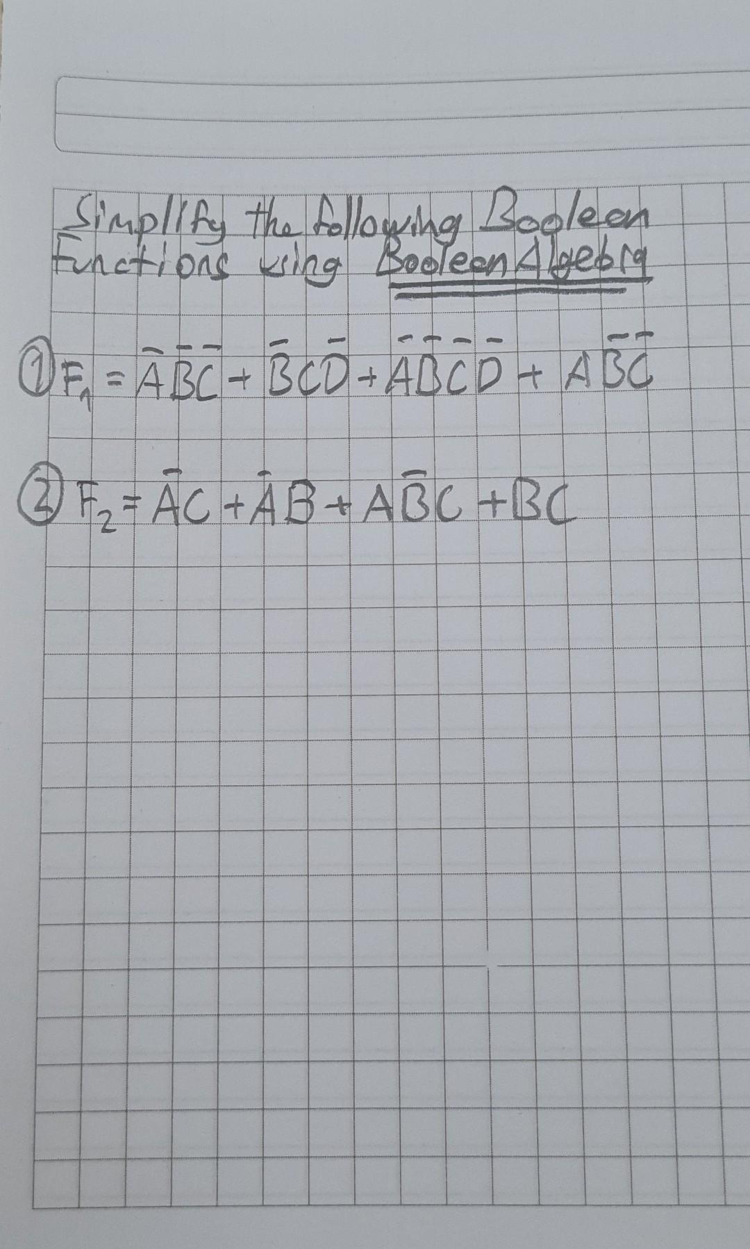 Solved Simplify the following Boolean Functions wing Booleen | Chegg.com
