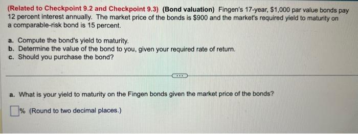 Solved (Related to Checkpoint 9.2 and Checkpoint 9.3) (Bond | Chegg.com