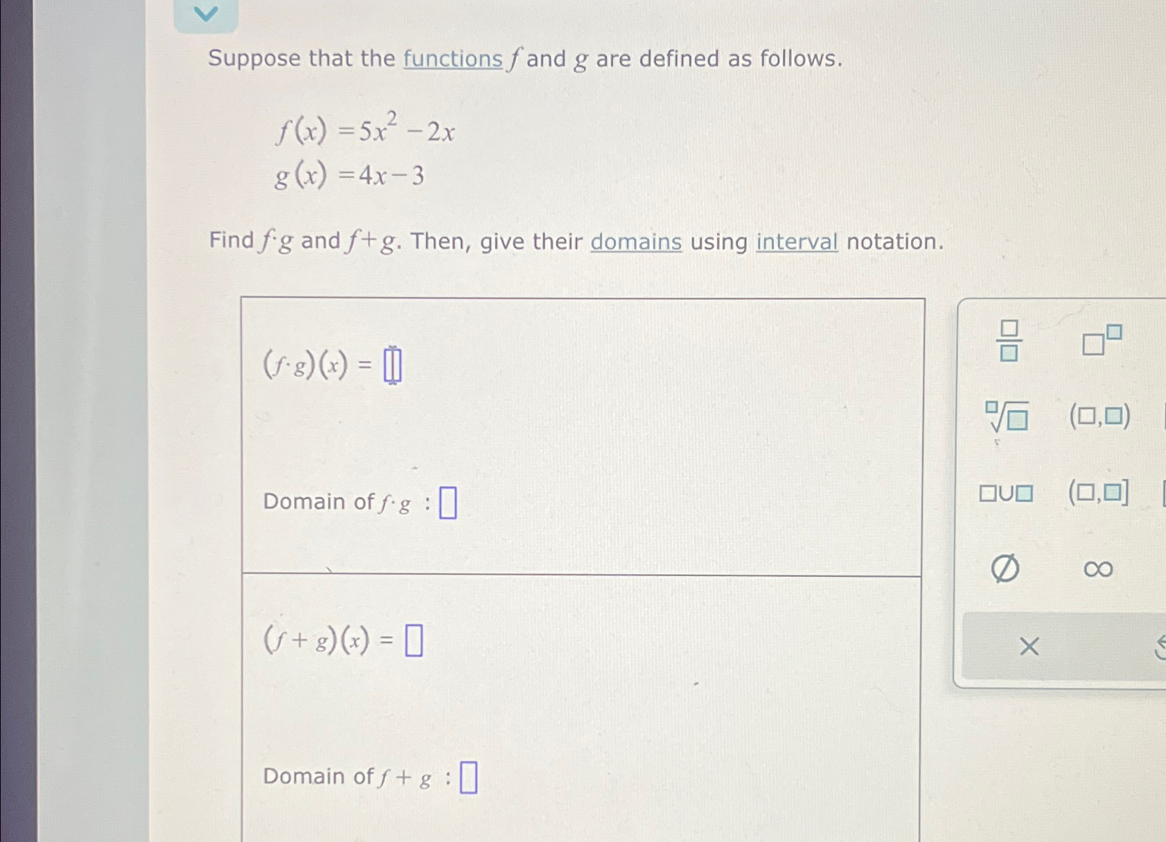 Solved Suppose that the functions f ﻿and g ﻿are defined as | Chegg.com