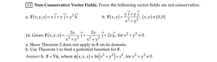 Solved 13 Non-Conservative Vector Fields. Prove the | Chegg.com