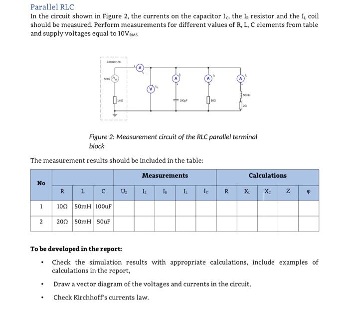 Solved Parallel RLC In the circuit shown in Figure 2, the | Chegg.com