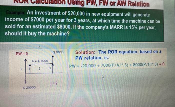 Solved Calculation Using PW, FW or AW Relation Example An | Chegg.com
