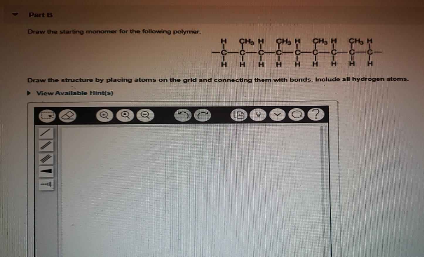 Solved Part B Draw the starting monomer for the following | Chegg.com