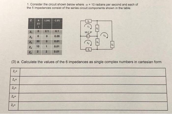 Solved Consider the circuit shown below where = 10 radians | Chegg.com
