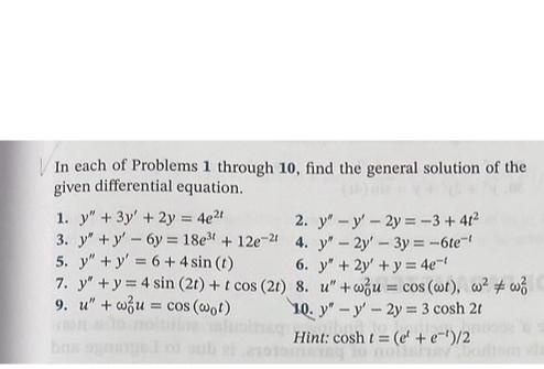 Solved In each of Problems 1 ﻿through 10, ﻿find the general | Chegg.com