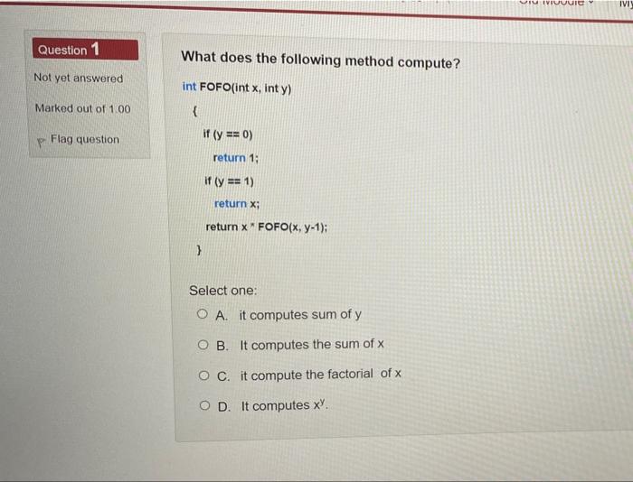 Solved VIIVIUUU IVI Question 1 What does the following | Chegg.com