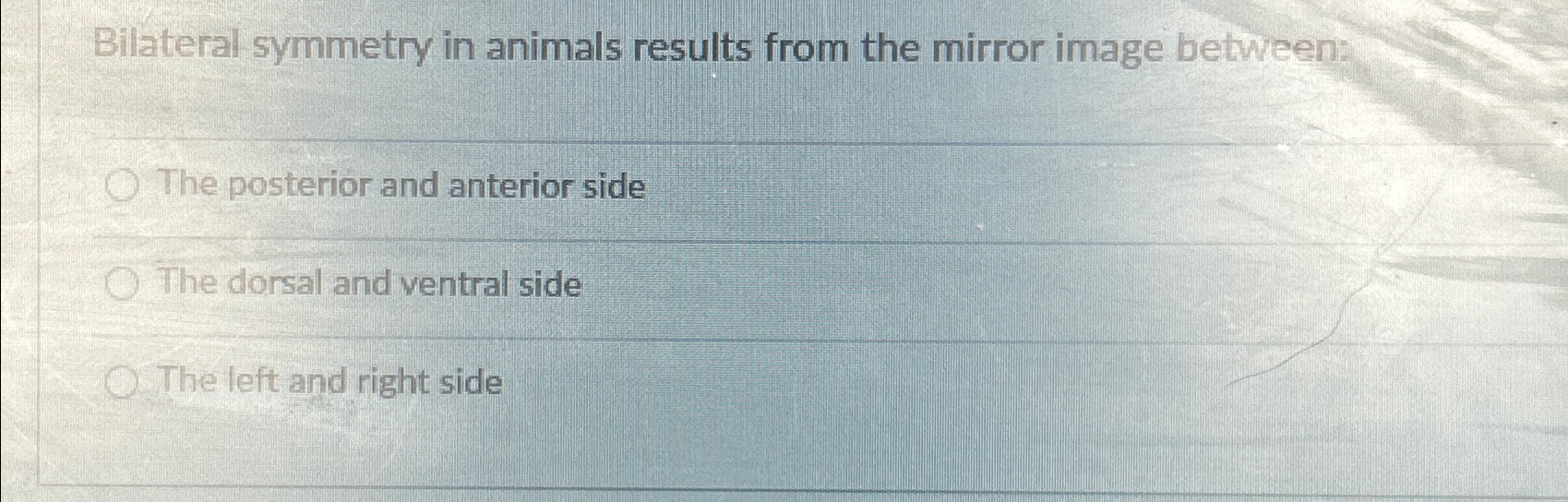 Solved Bilateral symmetry in animals results from the mirror | Chegg.com