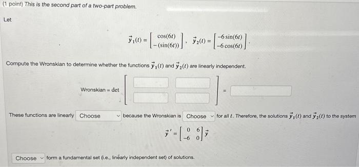 Solved (1 point) This is the first part of a two-part | Chegg.com