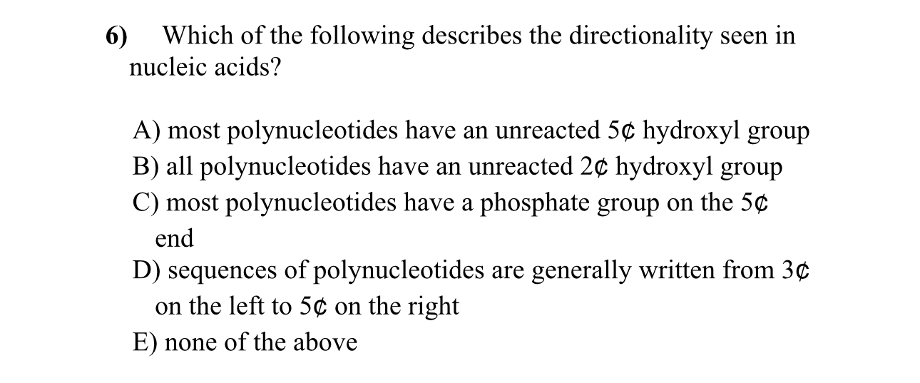 Solved Which of the following describes the directionality | Chegg.com