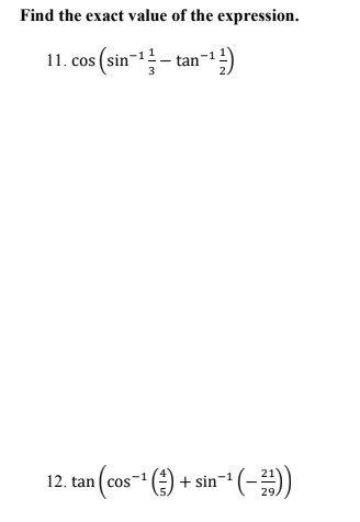 Solved questionFind the exact value of the | Chegg.com