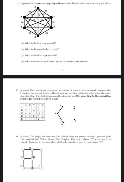Solved 9 10 Poltt Use The Sorted Edge Algorithm To Find A 