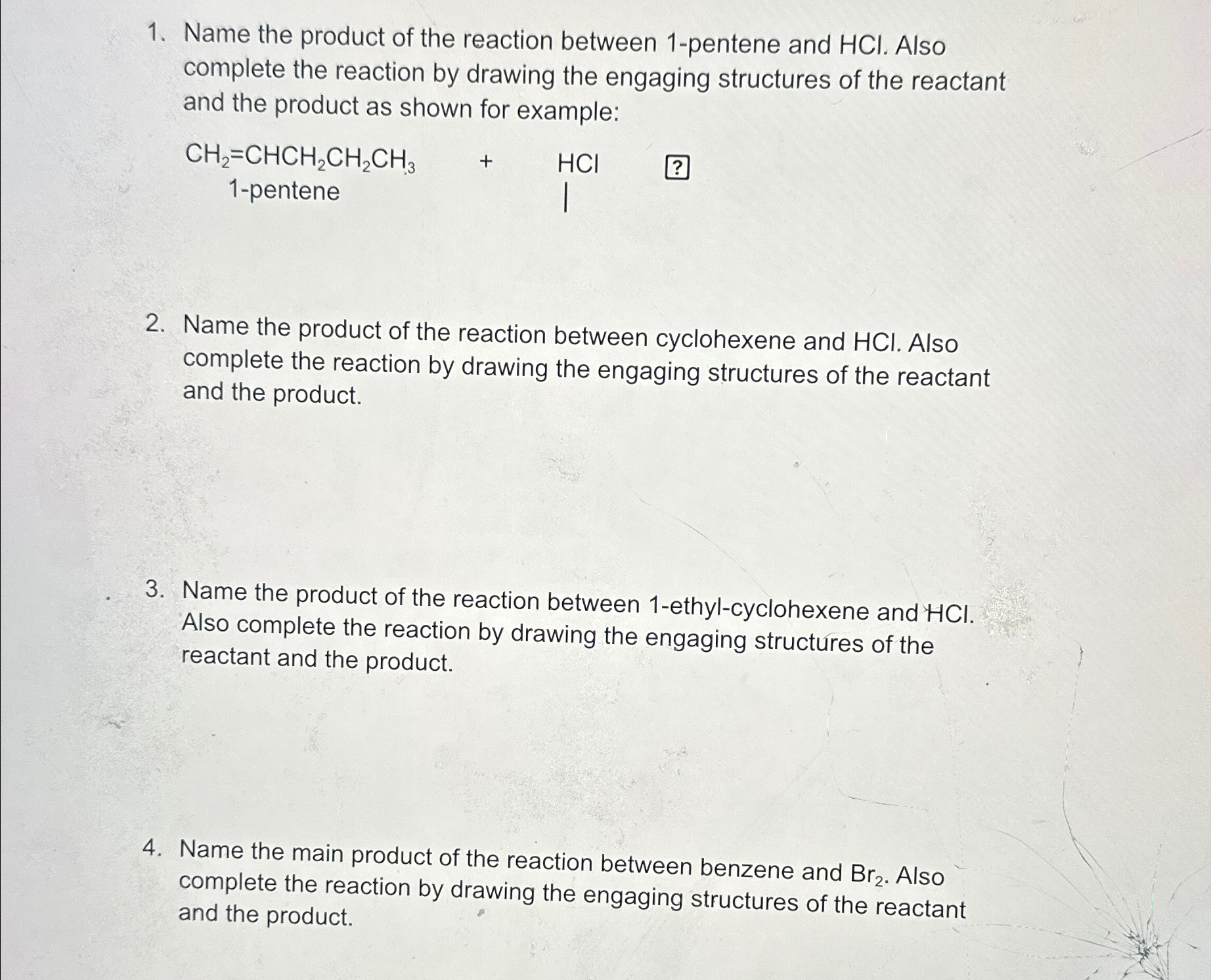 Solved Name the product of the reaction between 1-pentene | Chegg.com