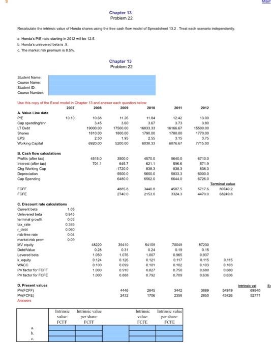 Solved Chapter 13 Problem 22 Recalculate the intrinsic value | Chegg.com