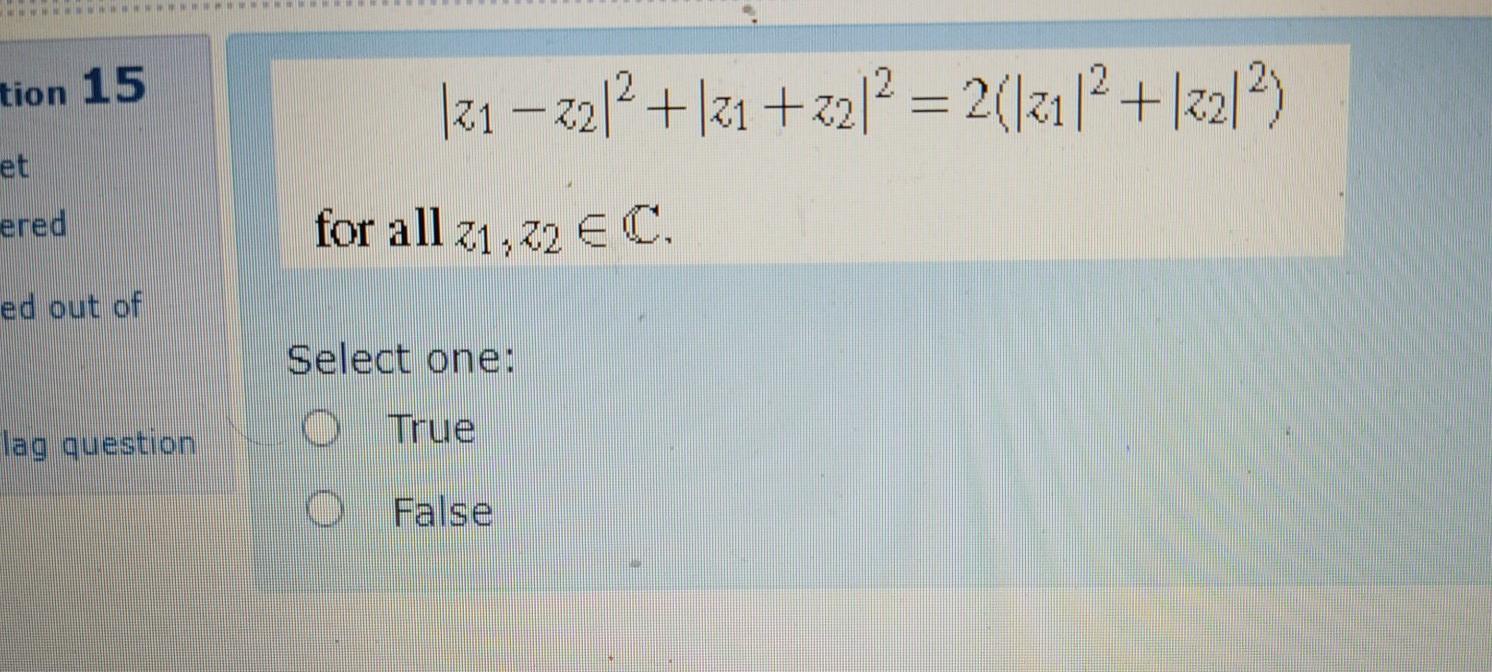Solved WWW tion 15 |21 – 2212 +21+z212 = 2(/31/2 +|z212) et | Chegg.com