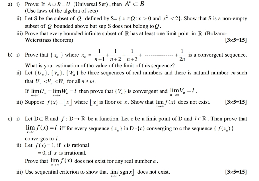 Solved a) ﻿i) ﻿Prove: If A∪B=U (Universal Set), ﻿then | Chegg.com