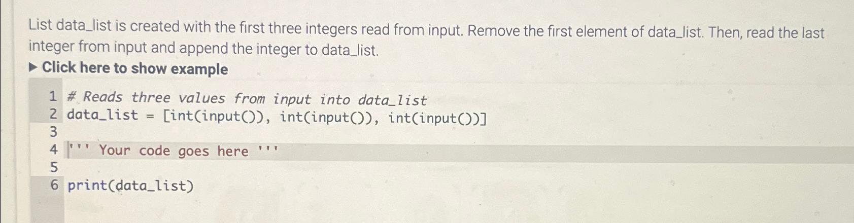 Solved List data_list is created with the first three | Chegg.com