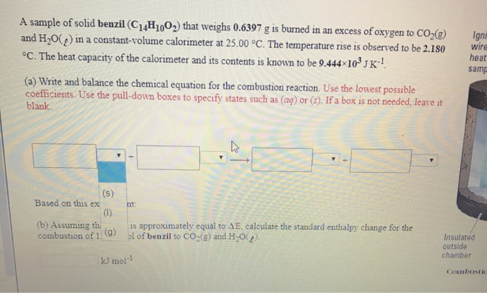Solved A sample of solid benzil (C14H1002) that weighs | Chegg.com