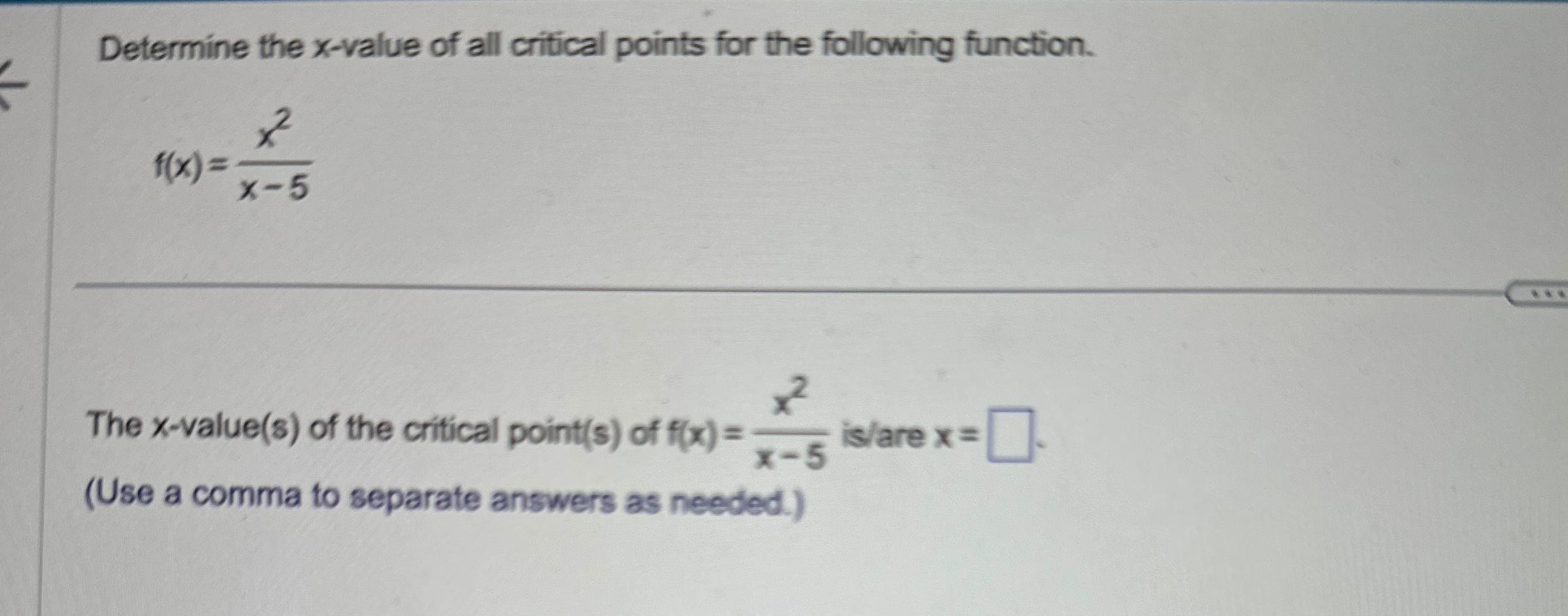 Solved Determine the x-value of all critical points for the | Chegg.com