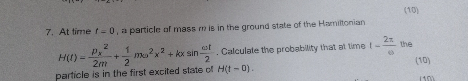 Solved At time t=0, ﻿a particle of mass m ﻿is in the ground | Chegg.com