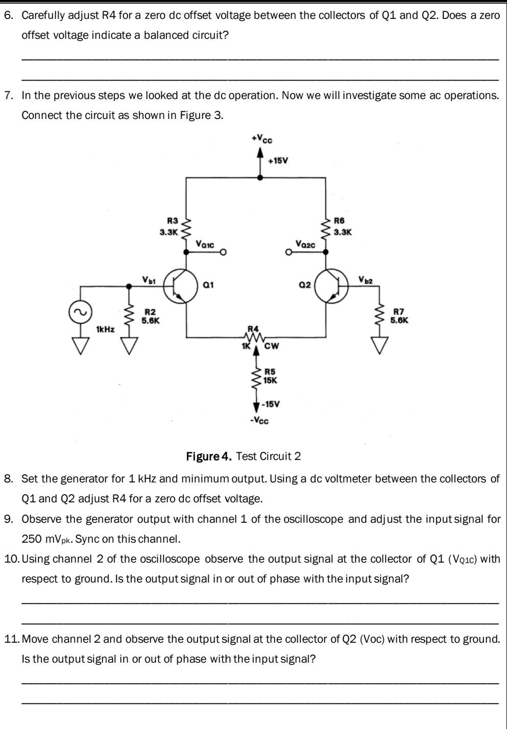 6. Carefully adjust R4 for a zero dc offset voltage | Chegg.com