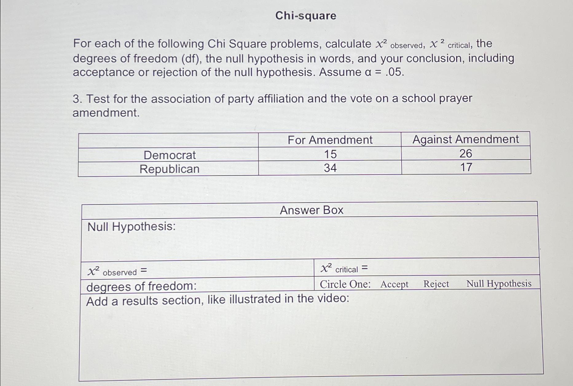 Solved Chi-squareFor each of the following Chi Square | Chegg.com