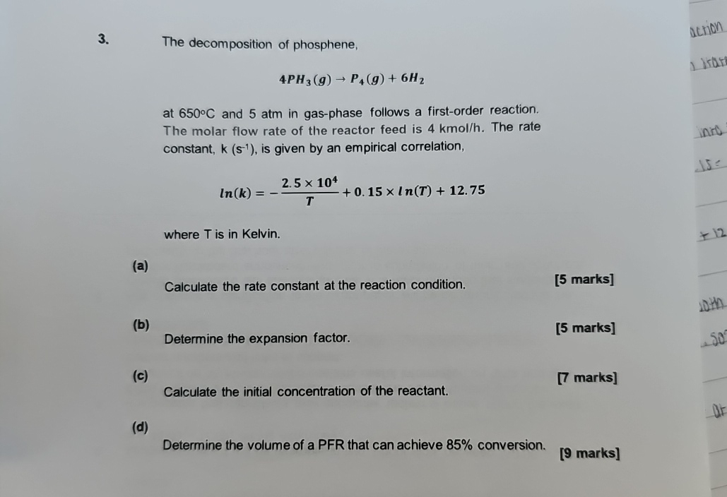 Solved The decomposition of phosphene,4PH3(g)→P4(g)+6H2at | Chegg.com