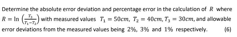 Solved Determine the absolute error deviation and percentage | Chegg.com