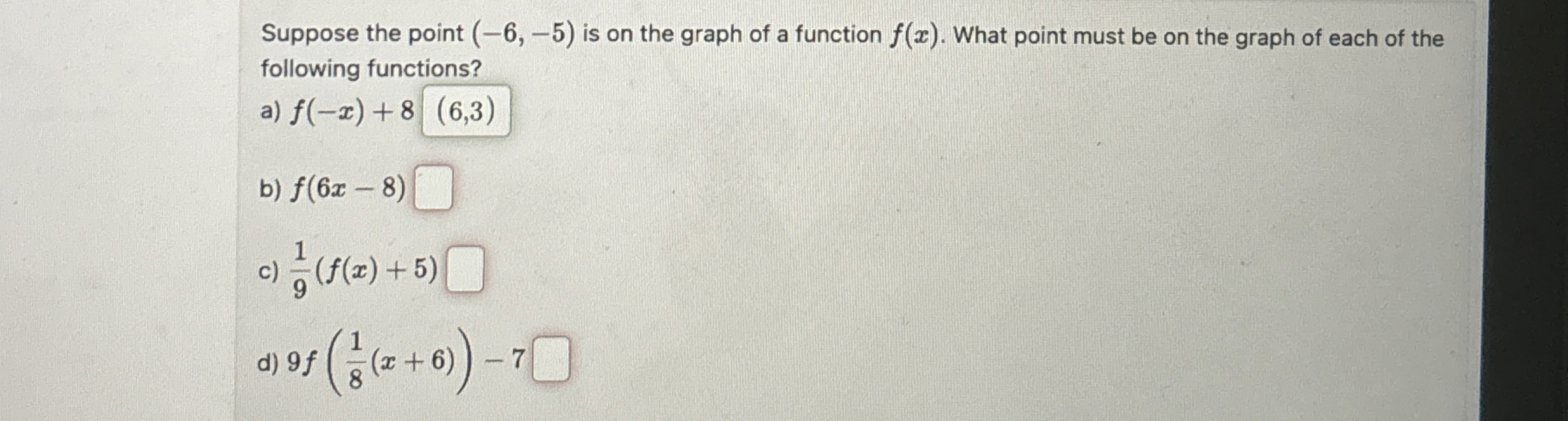 Solved Suppose the point (-6,-5) ﻿is on the graph of a | Chegg.com