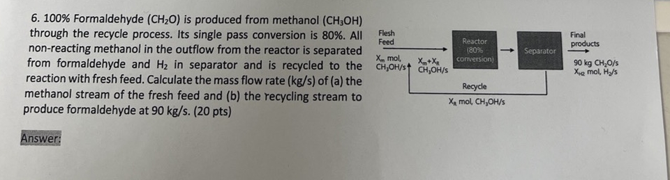 Solved 100% ﻿Formaldehyde (CH2O) ﻿is produced from methanol | Chegg.com