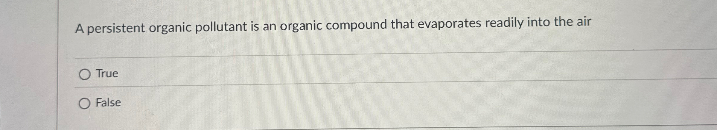 Solved A persistent organic pollutant is an organic compound | Chegg.com