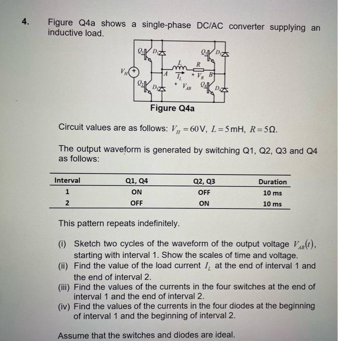 Solved Figure Q4a shows a single-phase DC/AC converter | Chegg.com