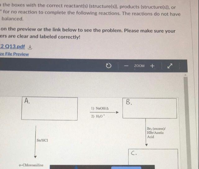 Solved the boxes with the correct reactant(s) | Chegg.com