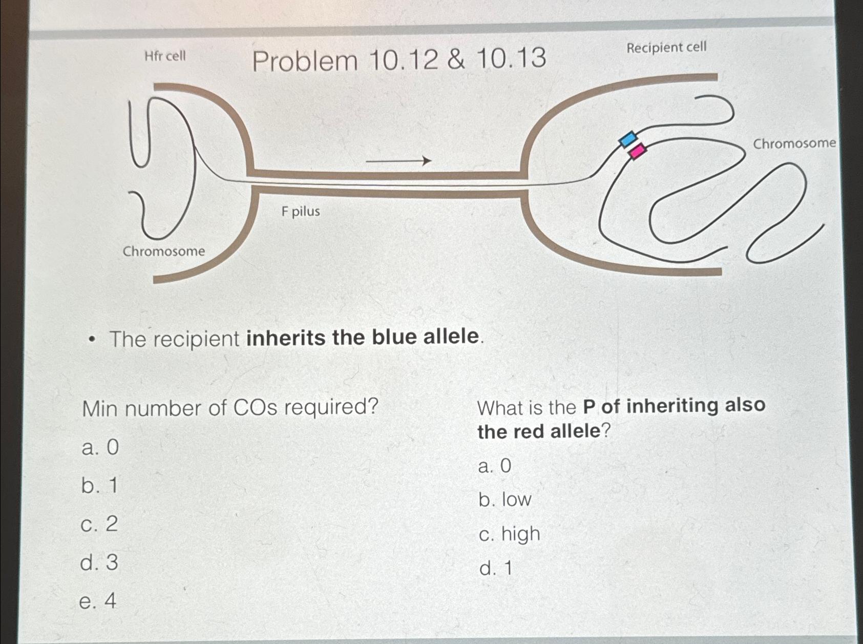 Solved The recipient inherits the blue allele.Min number of | Chegg.com