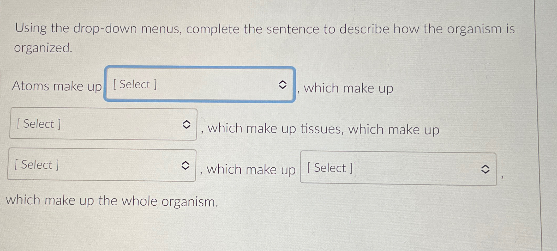 Solved Using the drop-down menus, complete the sentence to | Chegg.com