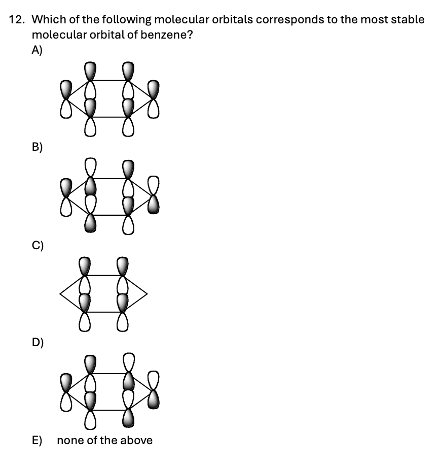 Solved Which of the following molecular orbitals corresponds | Chegg.com