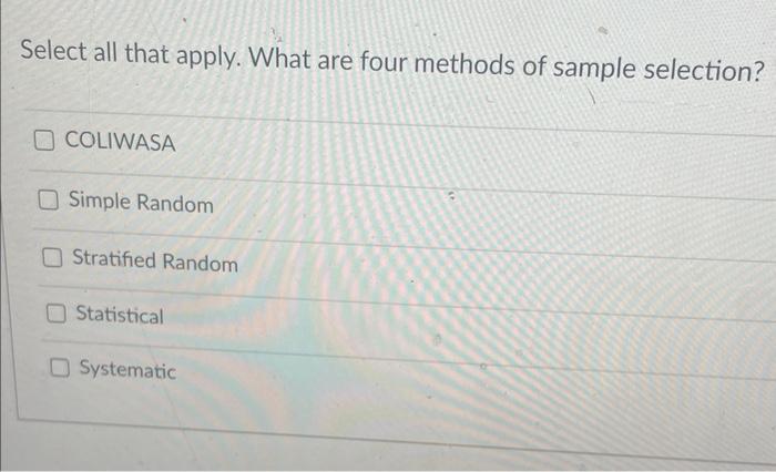 Solved Select all that apply. What are four methods of | Chegg.com