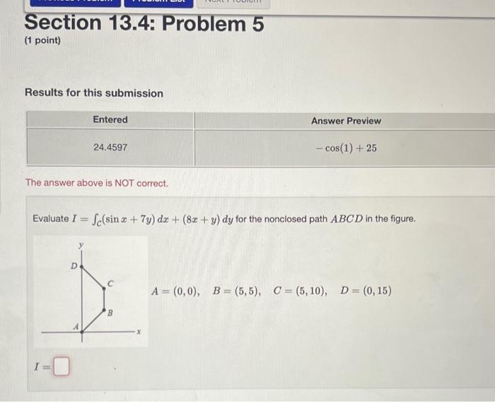 Solved Section 13.4: Problem 5 (1 point) Results for this | Chegg.com