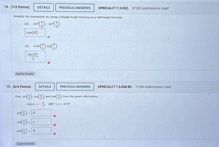 Solved 14. [1/2 Points] Simplify the expression by using a | Chegg.com