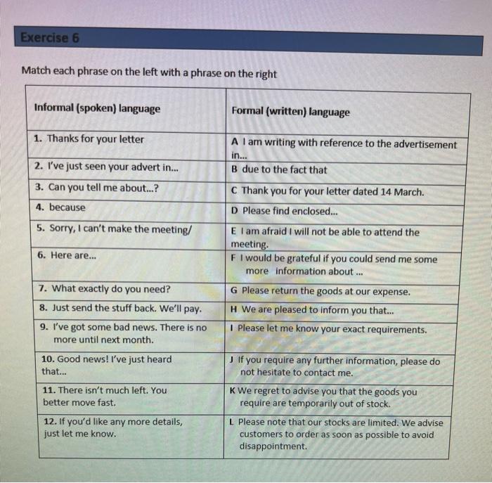 Solved Match each phrase on the left with a phrase on the | Chegg.com