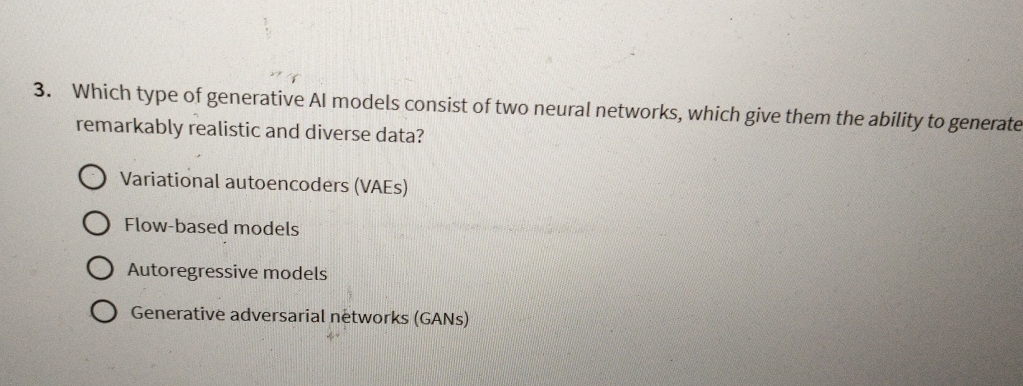 Solved Which type of generative Al models consist of two | Chegg.com